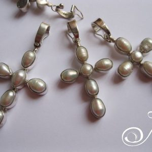 White Pearl Cross Pendant with Enhancer Hallmarked Sterling Silver ...